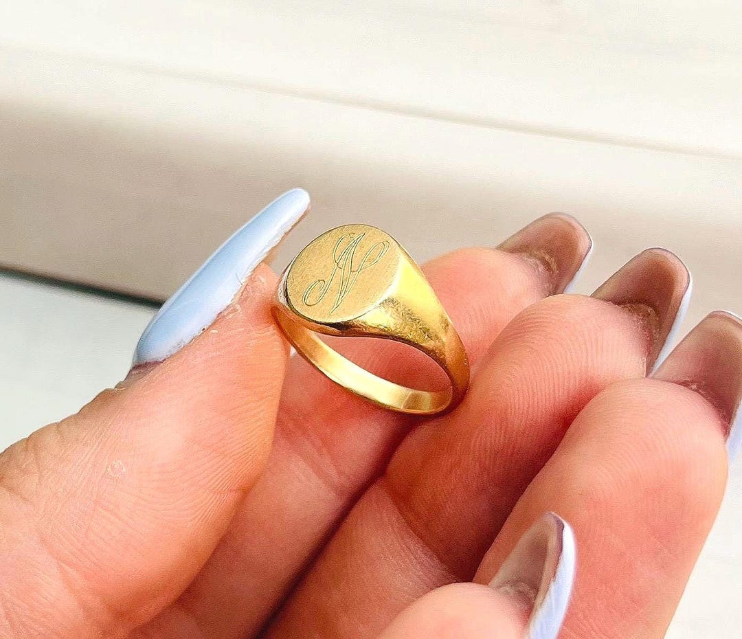 Vintage 14k Yellow Gold Letter “N” Signet Ring - Etsy