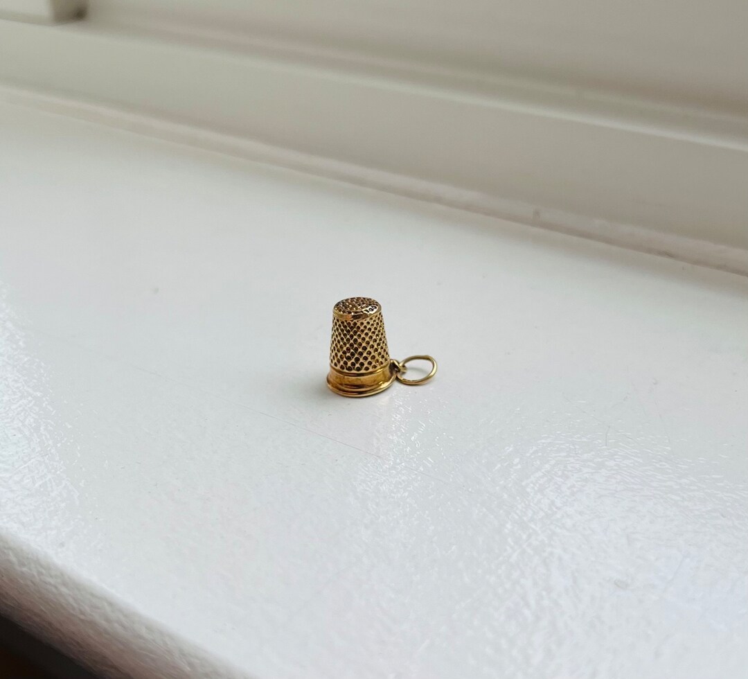 Vintage 14k Gold Mini Thimble Charm - Etsy