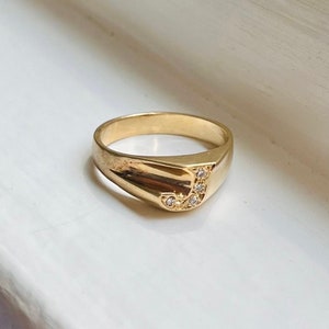 Vintage Retro 14k Gold Letter “J” Initial Ring Set With Diamonds - Etsy