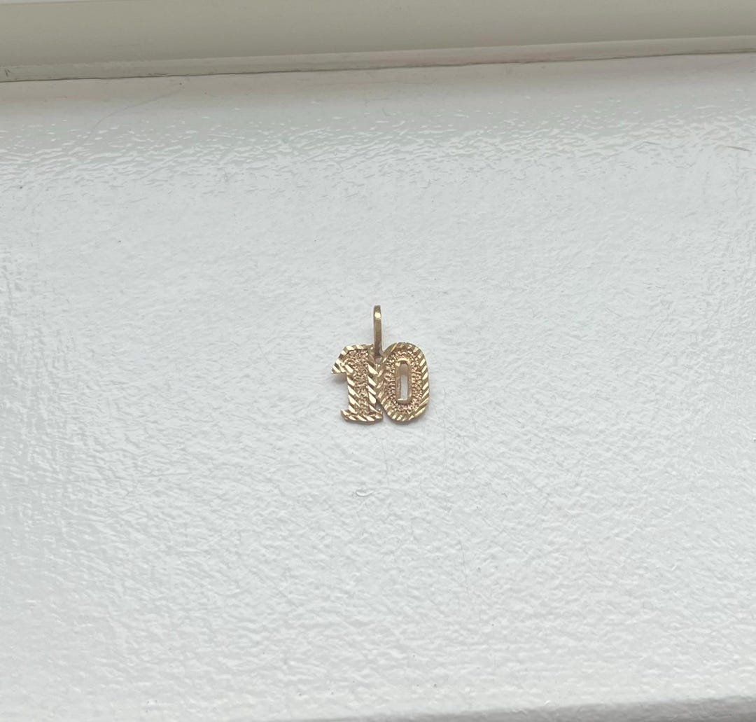 Vintage 14k Gold Number “10” Pendant - Etsy