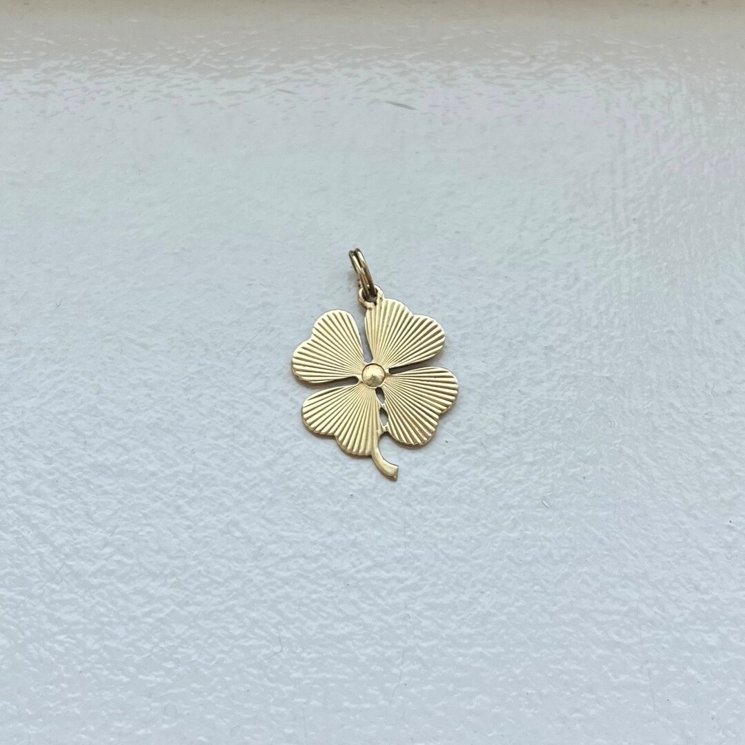 Vintage 14k Gold Engine Turned Four Leaf Clover Charm Pendant - Etsy