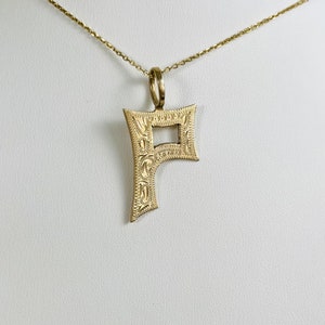 Vintage Large 14k Gold Letter “P” Pendant With Unique Carved Designs - Etsy