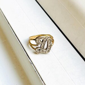 Vintage Retro 14k Gold Letter Initial “D” Ring Set With Diamonds - Etsy