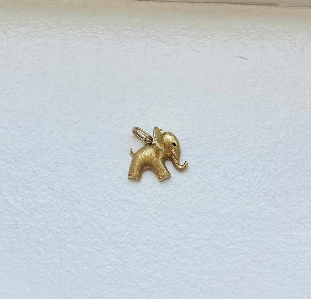 Vintage 14k Yellow Gold Cute Elephant Charm Pendant - Etsy