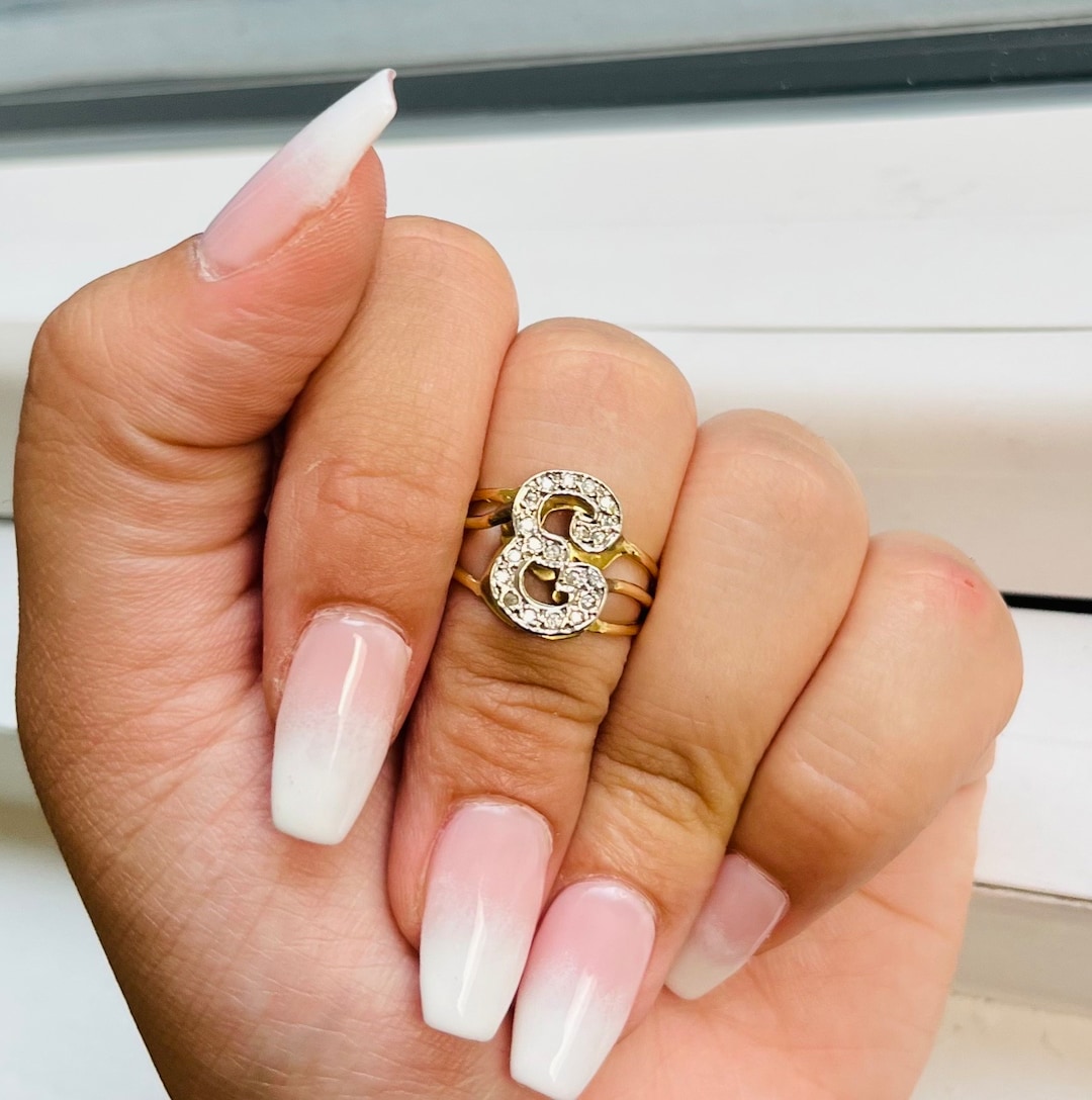 Vintage Retro 14k Gold Letter “E” Ring Set With Diamonds - Etsy