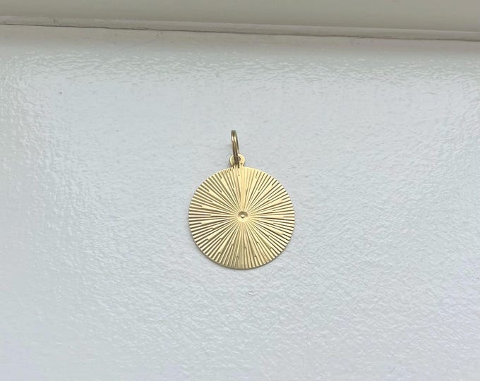 Vintage 14k Gold Engine Turned Round Pendant - Etsy