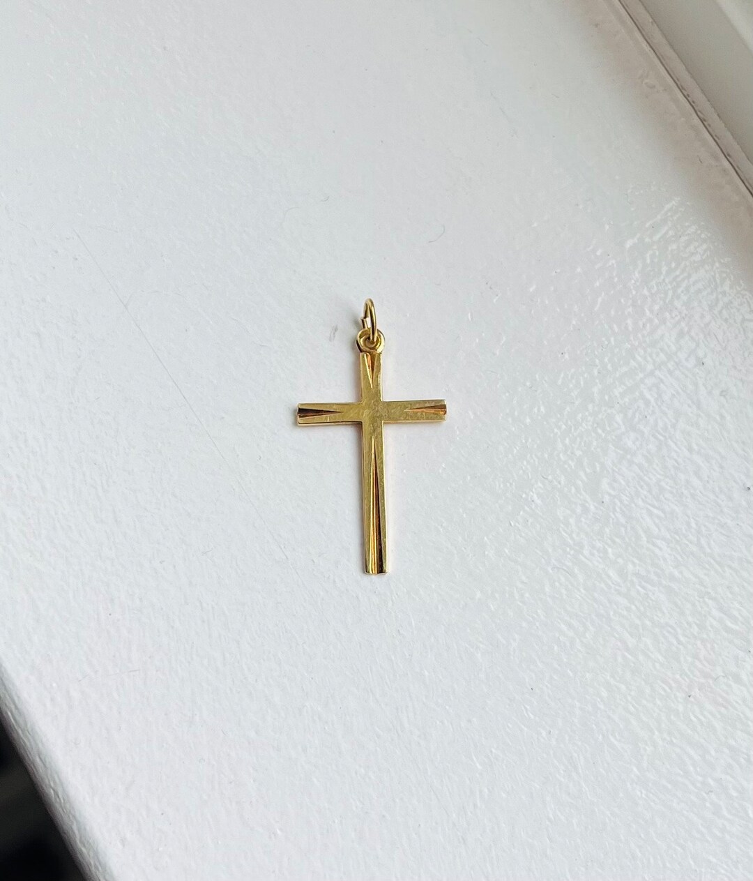 Vintage 14k Gold Cross Pendant Charm With Mid-century Style Design - Etsy