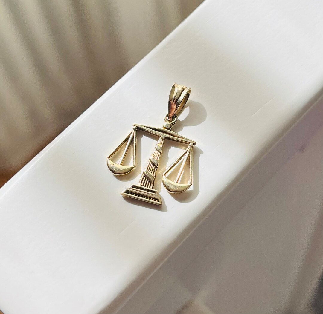 Vintage 10k Gold Libra Scales Zodiac Pendant - Etsy