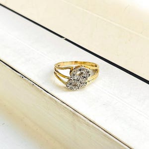 Vintage Retro 14k Yellow Gold Letter “J” Initial Ring Set With Diamonds ...