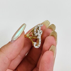 Vintage Retro 14k Gold Letter “F” Ring Set With Diamonds - Etsy