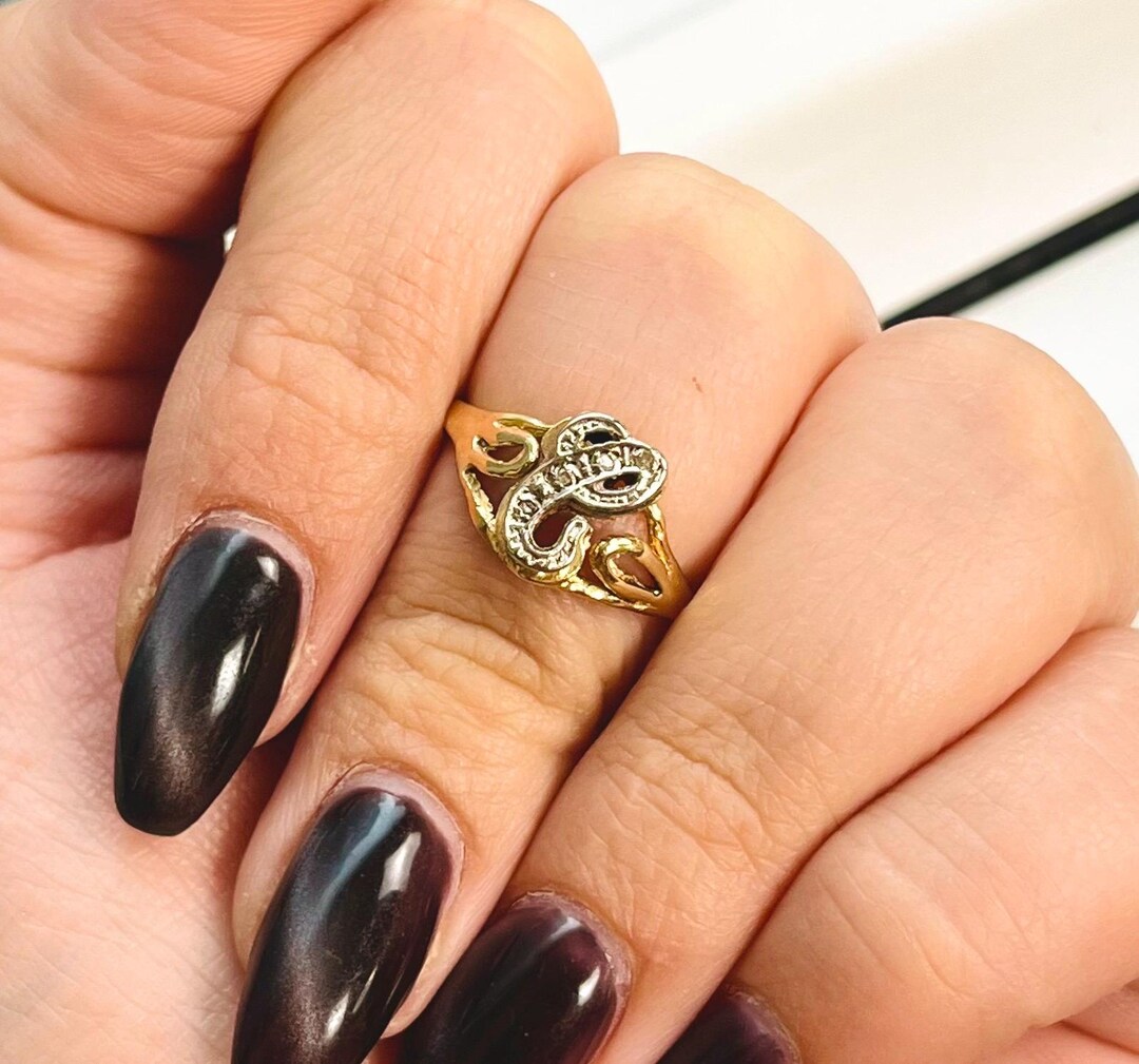 Vintage 14k Gold Letter Initial Ring Set With Diamonds - Etsy