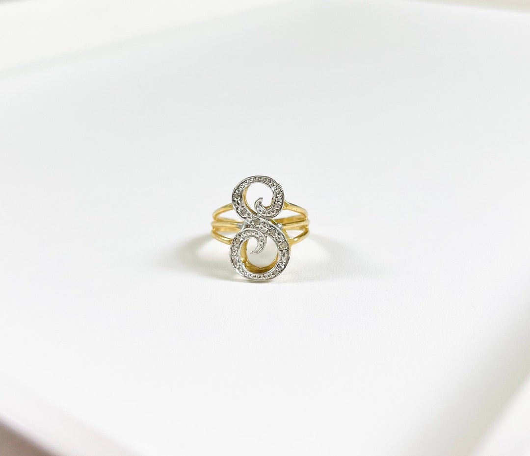 Vintage Retro 14k Gold Letter “S” Ring With Diamonds - Etsy
