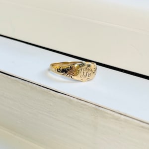 Antique 14k Gold Hand Carved Detailed Signet Ring With Intials - Etsy