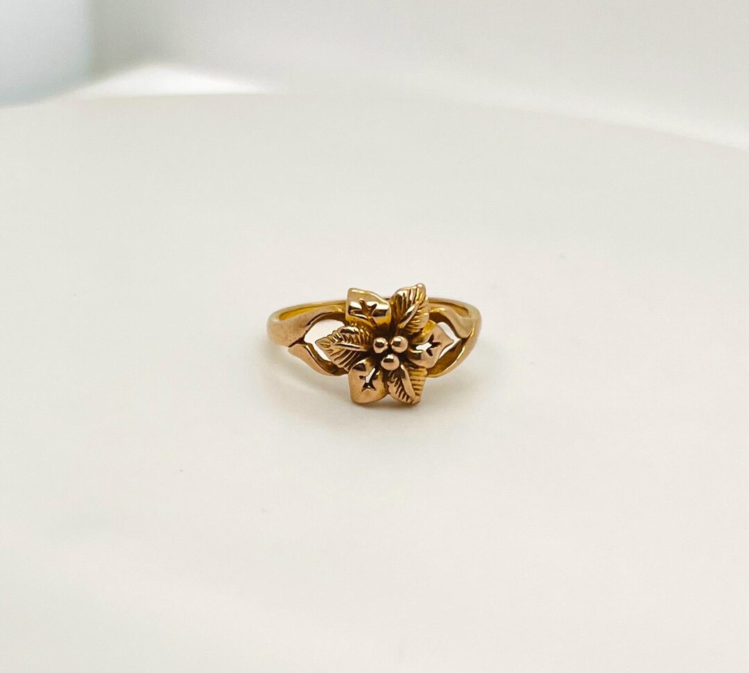Vintage 14k Yellow Gold Flower Style Ring - Etsy