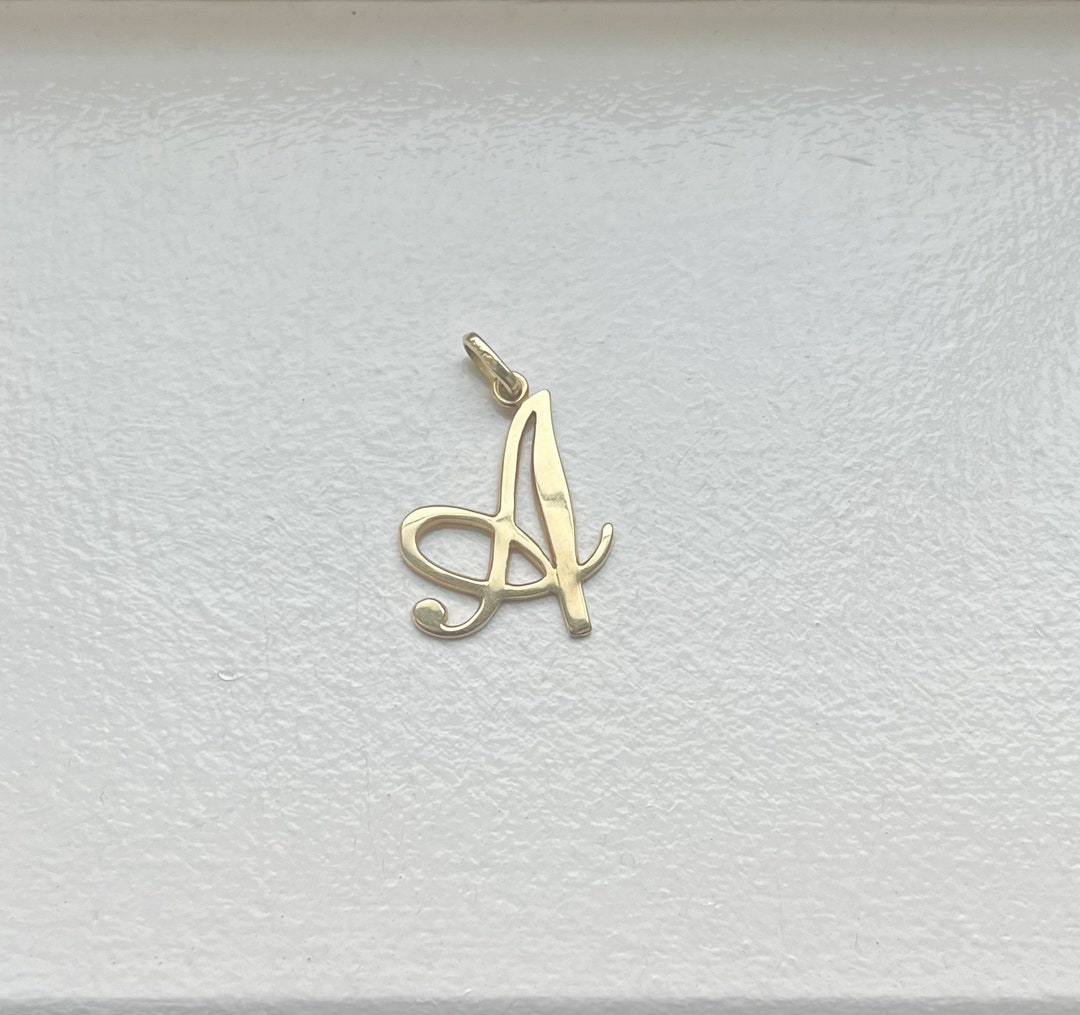 Vintage 14k Gold Letter “A” Fancy Font Pendant - Etsy