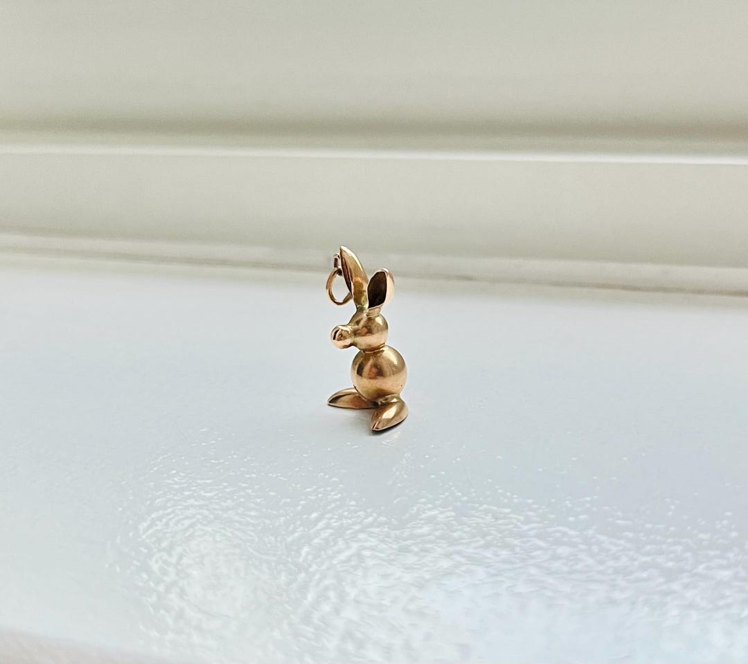 Vintage 18k Gold Bunny Charm - Etsy