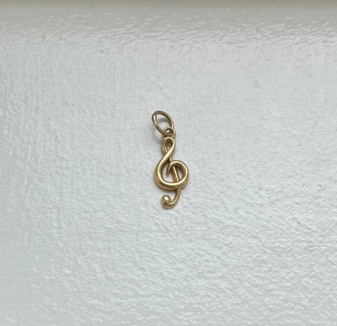 Vintage 14k Gold Clef Music Note Charm - Etsy