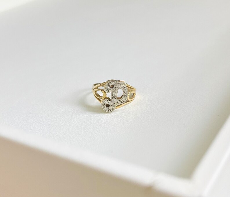 Vintage Retro 14k Gold Letter P Ring With Diamonds - Etsy