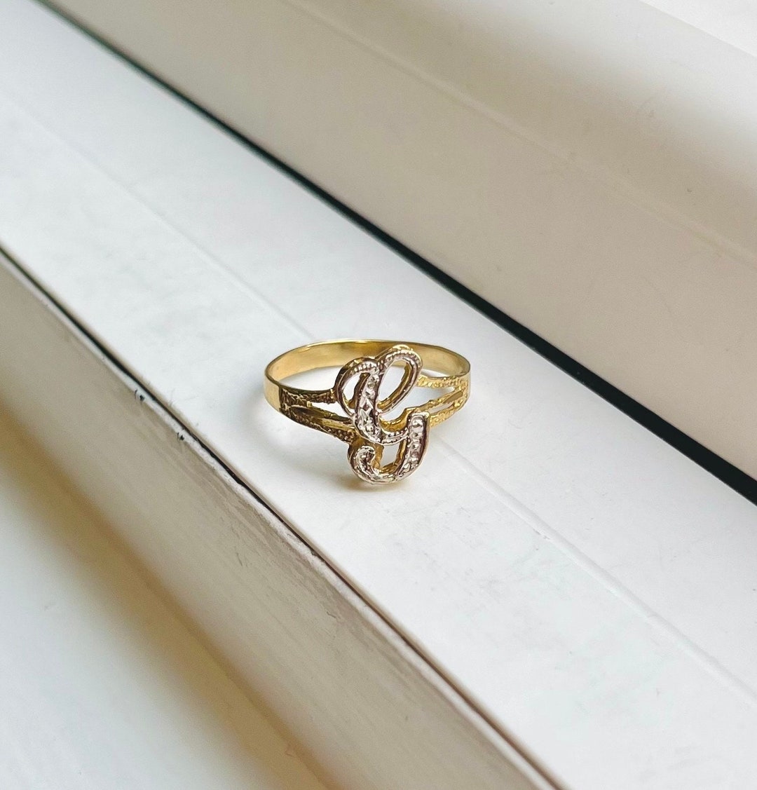 Vintage Retro 10k Gold Letter “G” Ring With Diamonds - Etsy