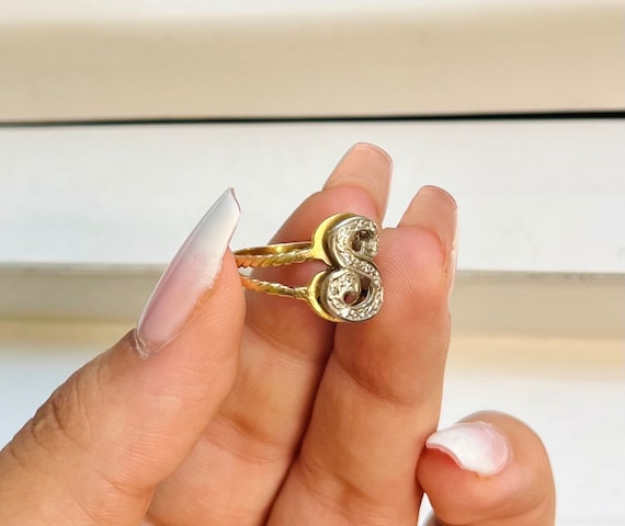 Vintage Retro 14k Gold Letter “S” Ring Set with Diamo… - Gem