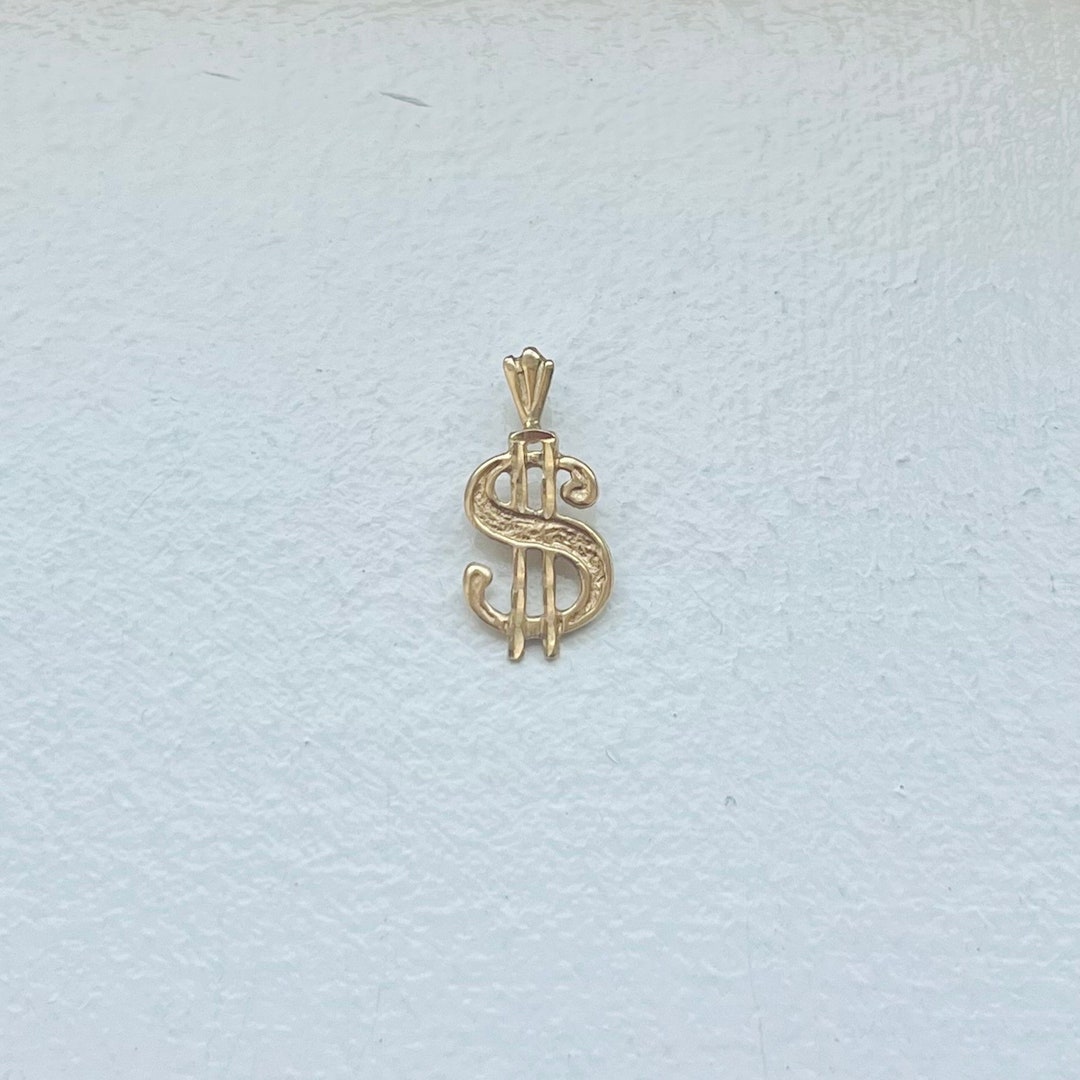 Vintage 14k Gold Dollar Sign Pendant - Etsy