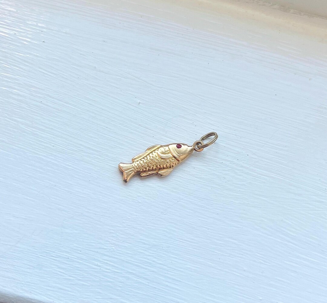 Vintage 14k Yellow Gold Fish Charm - Etsy