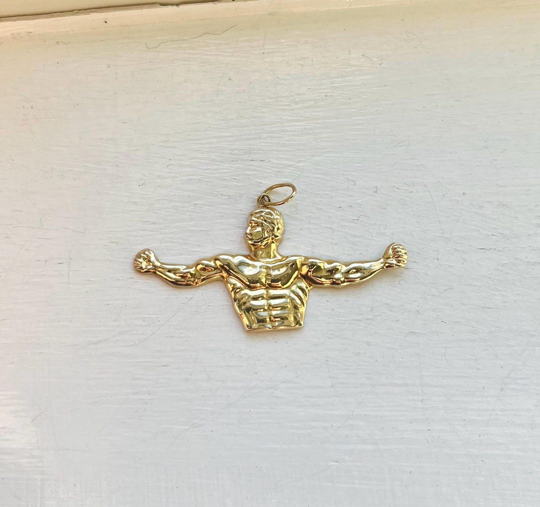 Vintage 14k Yellow Gold Bodybuilder Pendant - Etsy