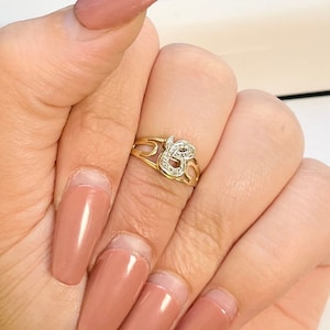 Vintage Retro 14k Gold Letter “B” Ring With Diamonds - Etsy
