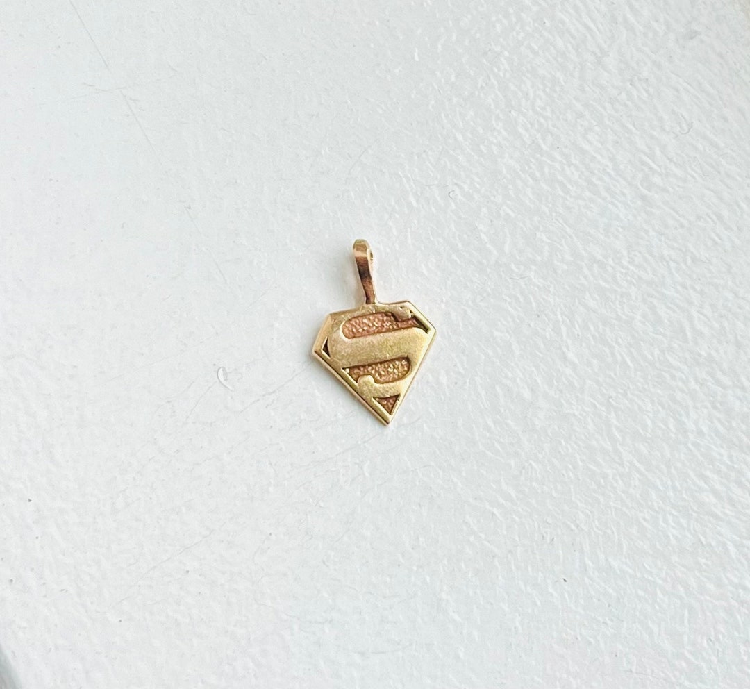 Vintage 14k Gold Superman Symbol Pendant - Etsy