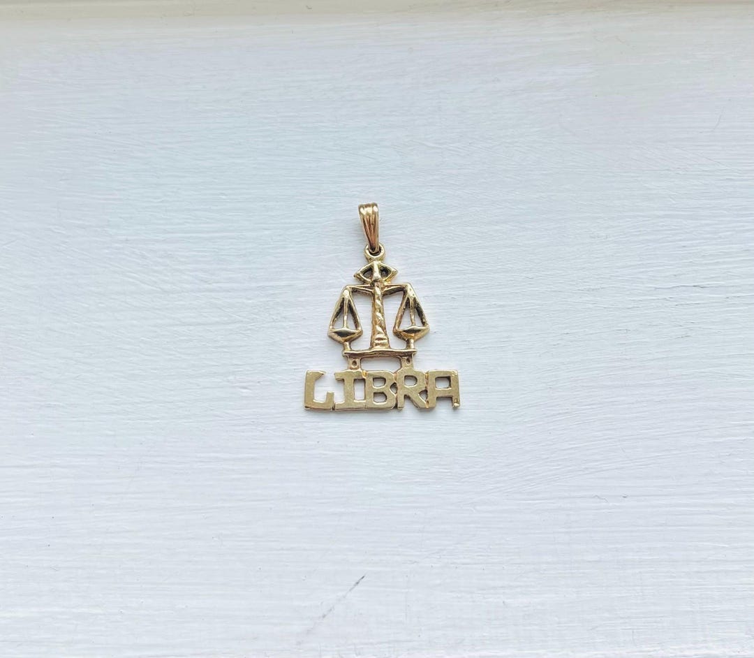 Vintage 14k Yellow Gold Libra Scales Zodiac Pendant - Etsy