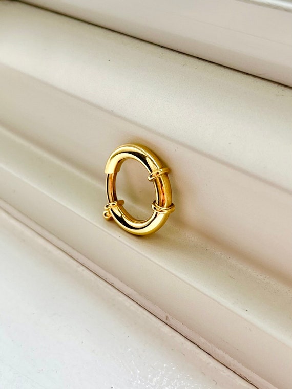 VINTAGE Large 18K Gold and Sterling Silver Pin Brooch - Gem