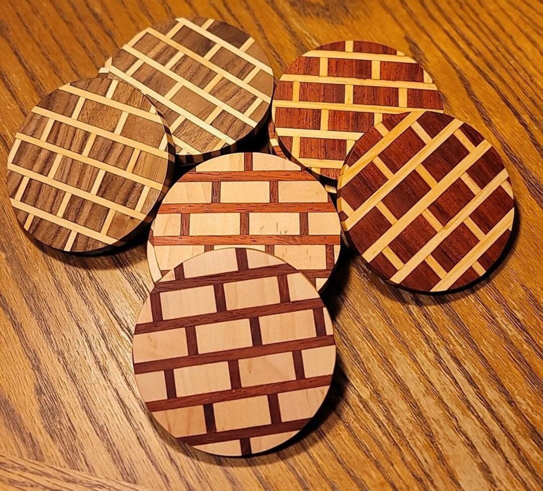 Brick Pattern Wood Coasters (set of 4) - Etsy