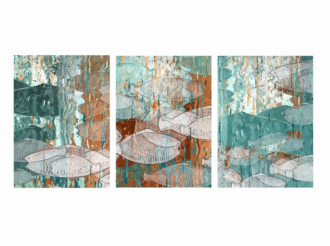 Fish Triptych, Set of Art Prints, Limited Edition Wall Decoration for ...