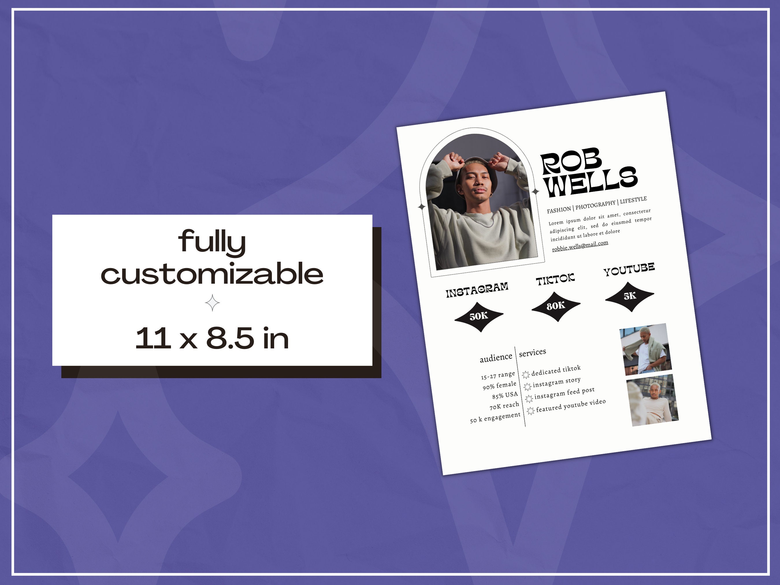 One Page Media Kit Template Influencer Media Kit Influencer Outreach ...