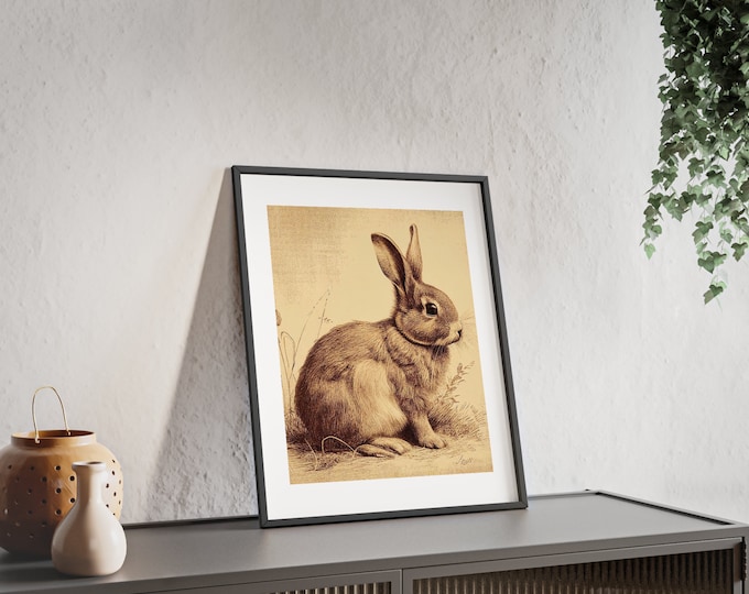 Rabbit Drawing, Printable Bunny Drawing, Rabbit Wall Art, Rabbit Print ...