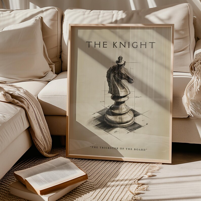 Chess Knight Poster, Digital Download, Chess Wall Art, Vintage ...
