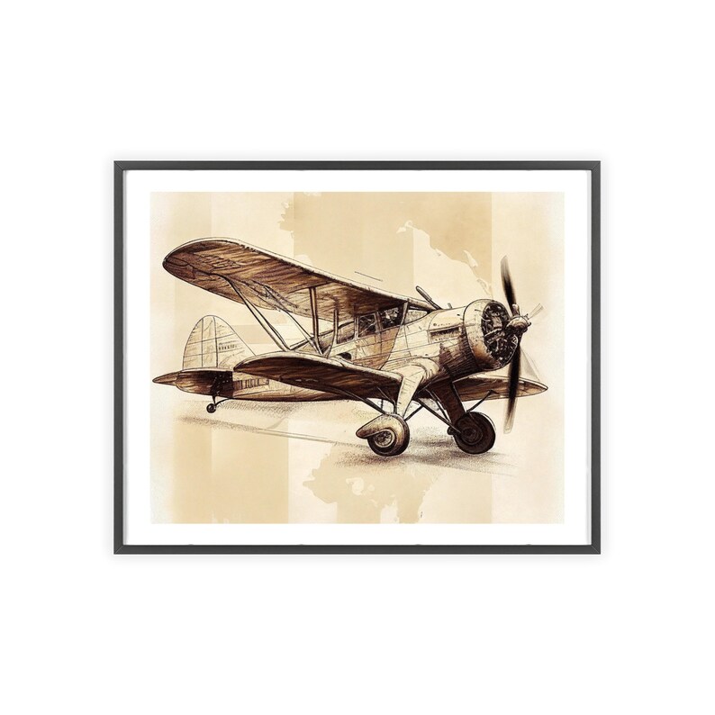 Vintage Airplane Print - Printable Biplane Art - Antique Aircraft ...