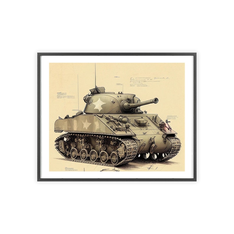Sherman Tank Wall Art, Printable Tank, Vintage Neutral Tank Print , War ...