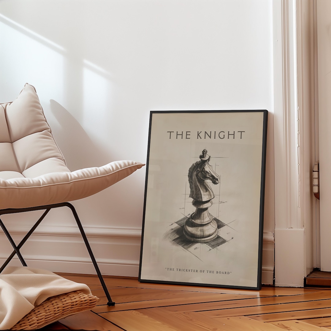 Chess Knight Poster Print, Chess Wall Art, Vintage Minimalist Chess ...