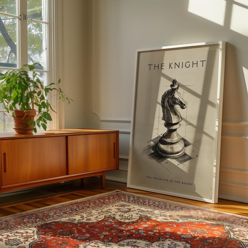 Chess Knight Poster, Digital Download, Chess Wall Art, Vintage ...