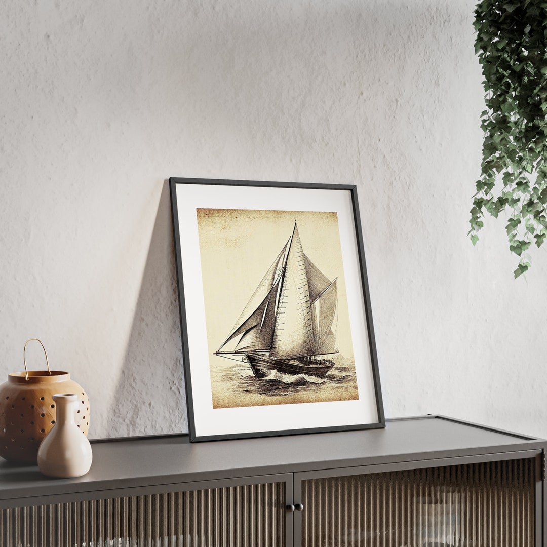 Vintage Sailboat Print - Ship - Ocean Poster - Beach Decor - Sailing ...