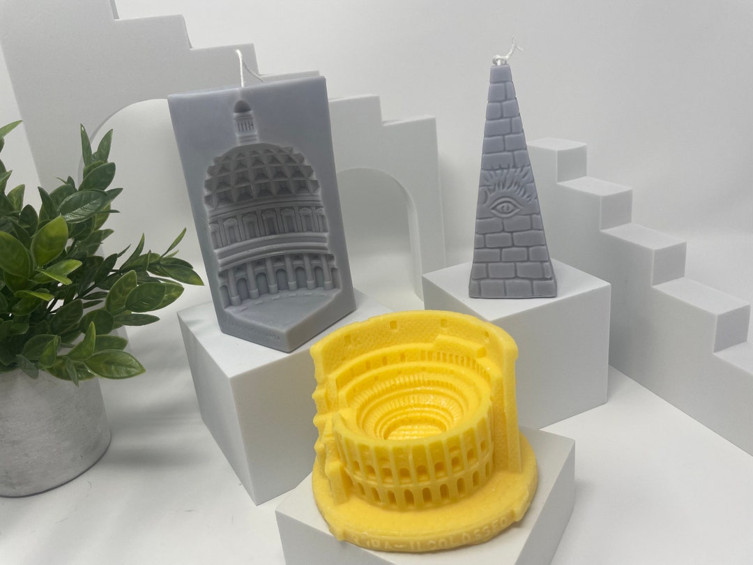 Ancient Architecture Candle Roman Colosseum & Pantheon Sculpture, All ...