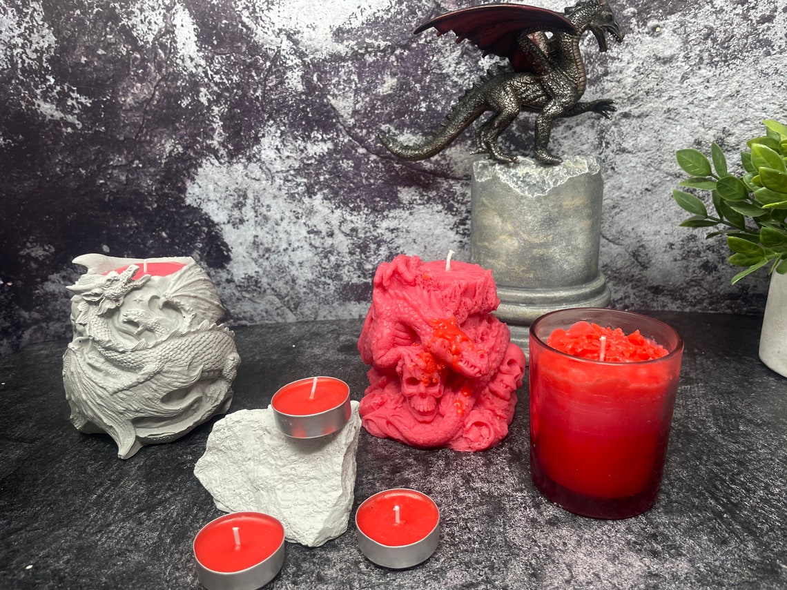 Dragon's Blood Scented Soy Candle, Handmade Dragon Statue Candle ...