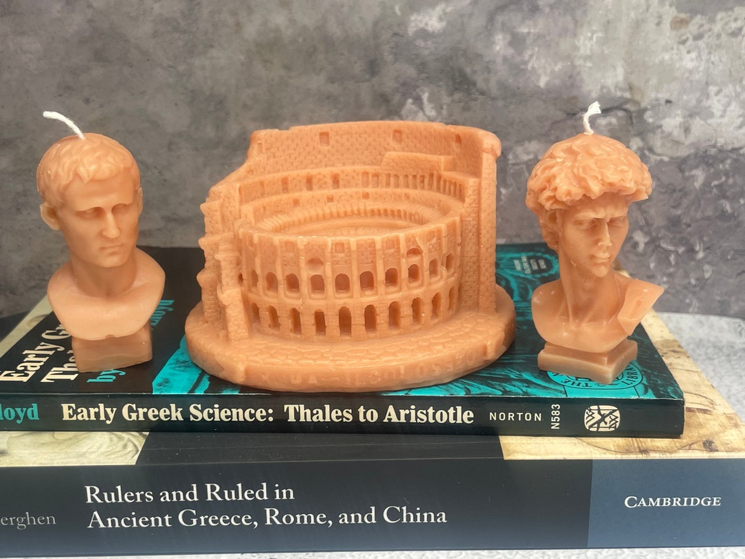 Roman Colosseum Sculptural Candle and Roman Figurines Set, Handmade Soy ...