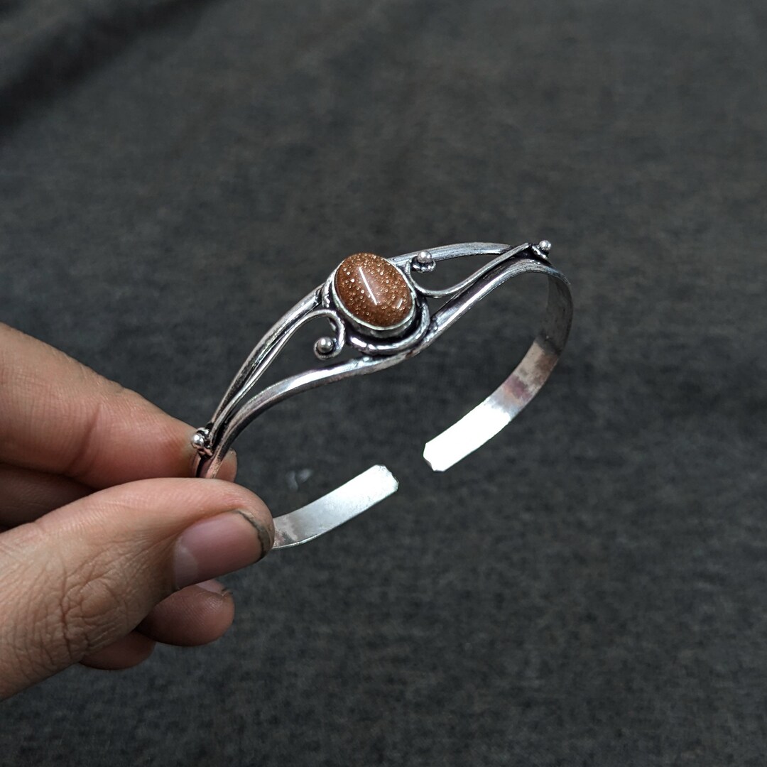 Amazing Quality Sunstone Bangle for Gift, 925 Sterling Silver Plated ...