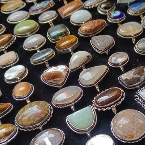 100 Piece Ring Multi Gemstone Mixed Rings Wholesale Lot, 925 Sterling ...