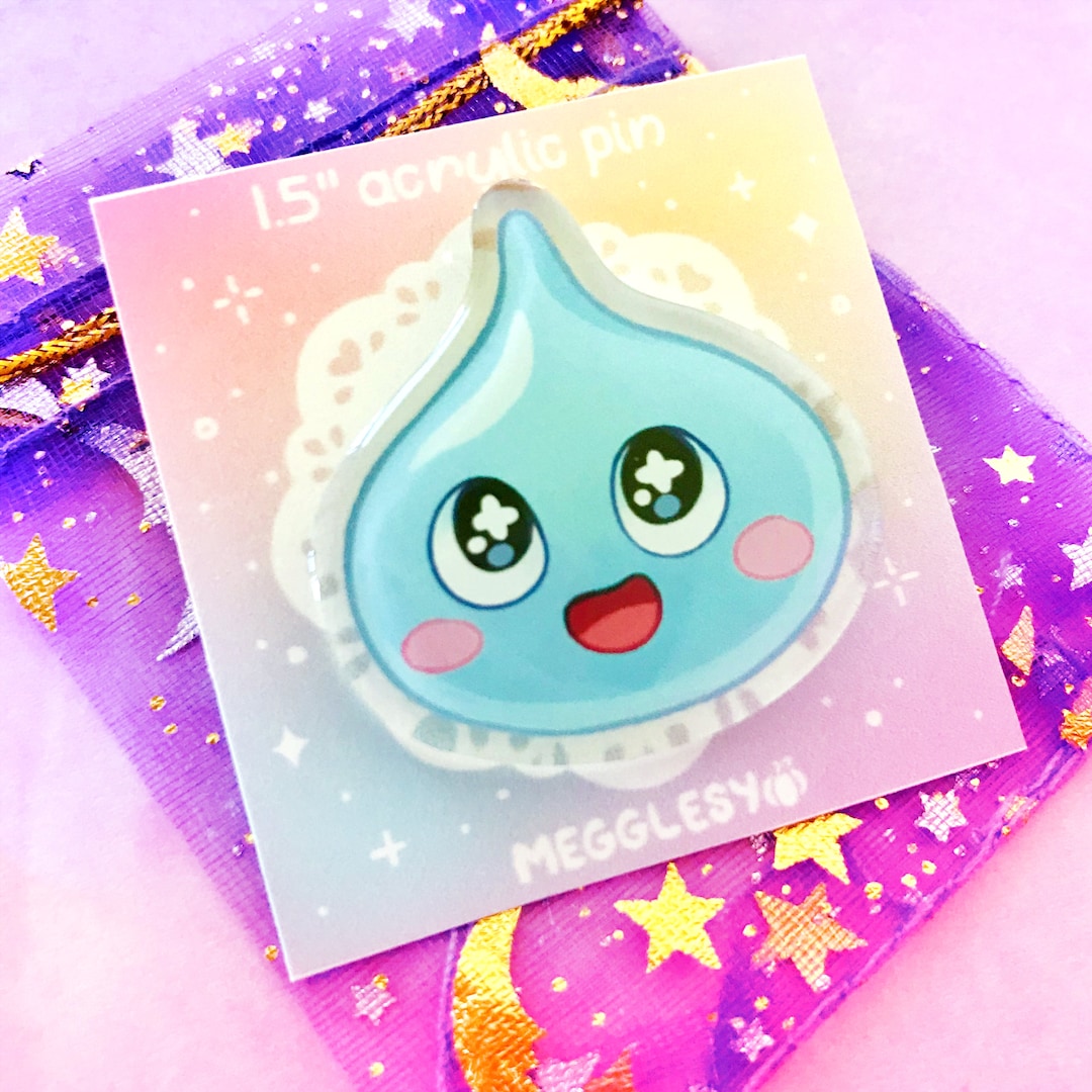 Kawaii Blue Slime DQ || 1.5" Epoxy Acrylic Pin - Etsy
