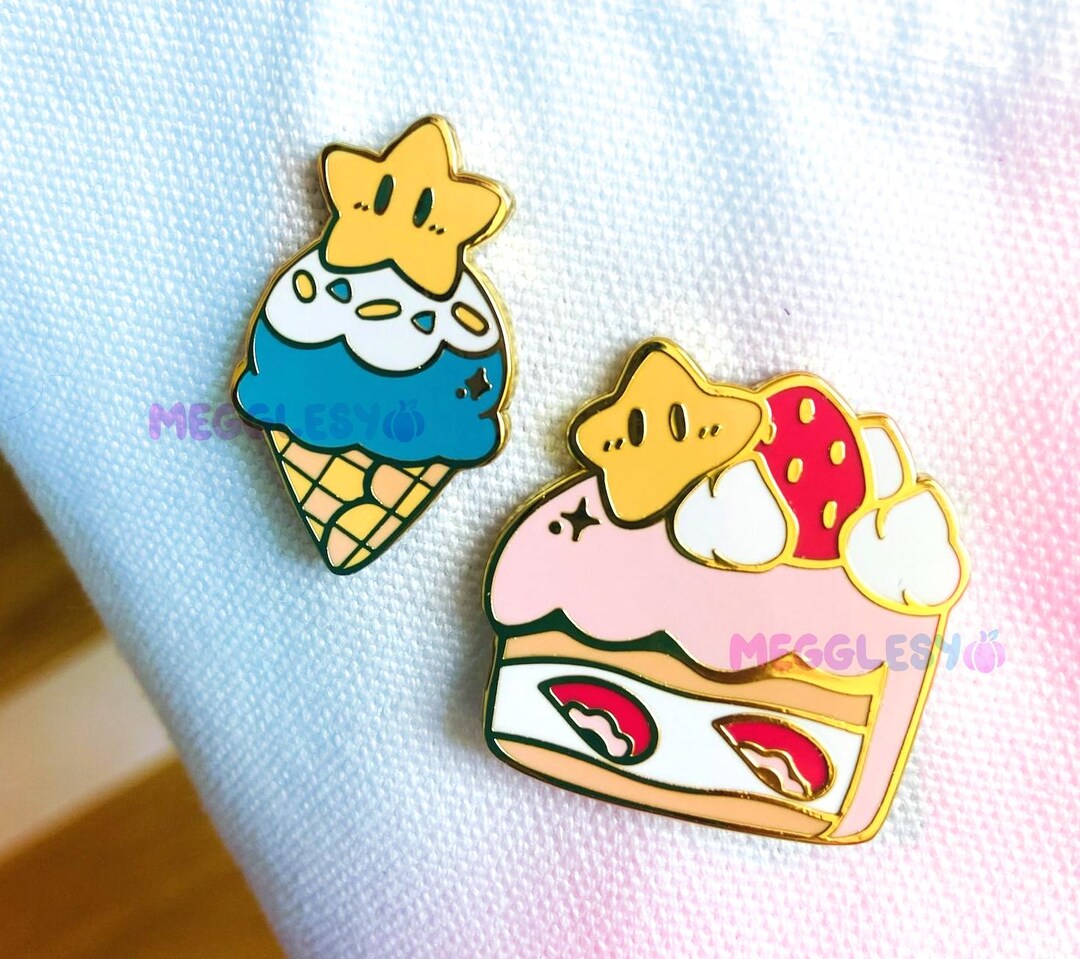 Starry Cake & Ice Cream Enamel Pin || 1.25" Gold Plated Lapel Pin - Etsy