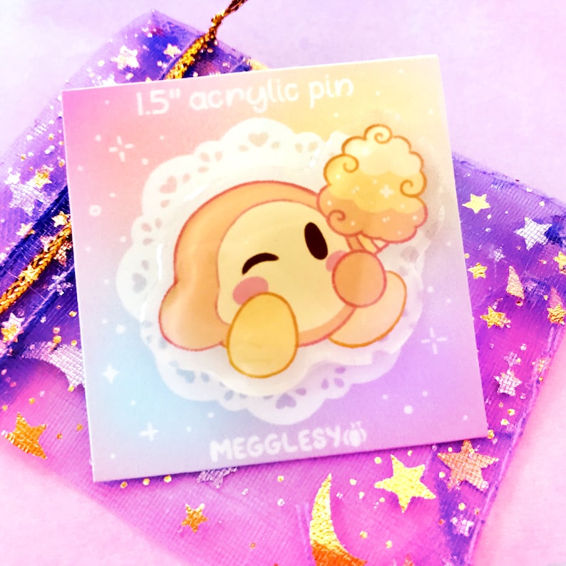 Kirby + Waddle Dee Acrylic Pin || Cotton Candy Kawaii Lapel Pin (1.5 ...