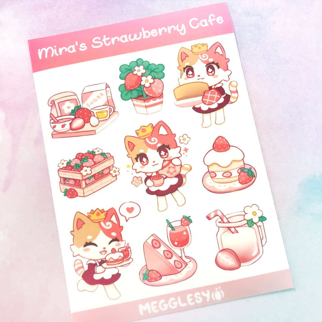 Mira's Strawberry Cafe A6 Vinyl Sticker Sheet - Etsy